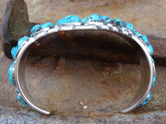 Zuni turquoise cuff mens silver cuff, Native American… - Gem