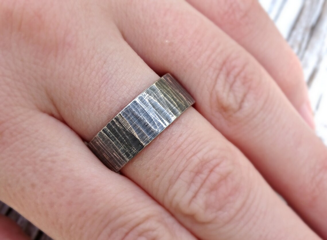 Rustic Mens Ring Mens Wedding Band Rustic Wedding Ring Cool - Etsy
