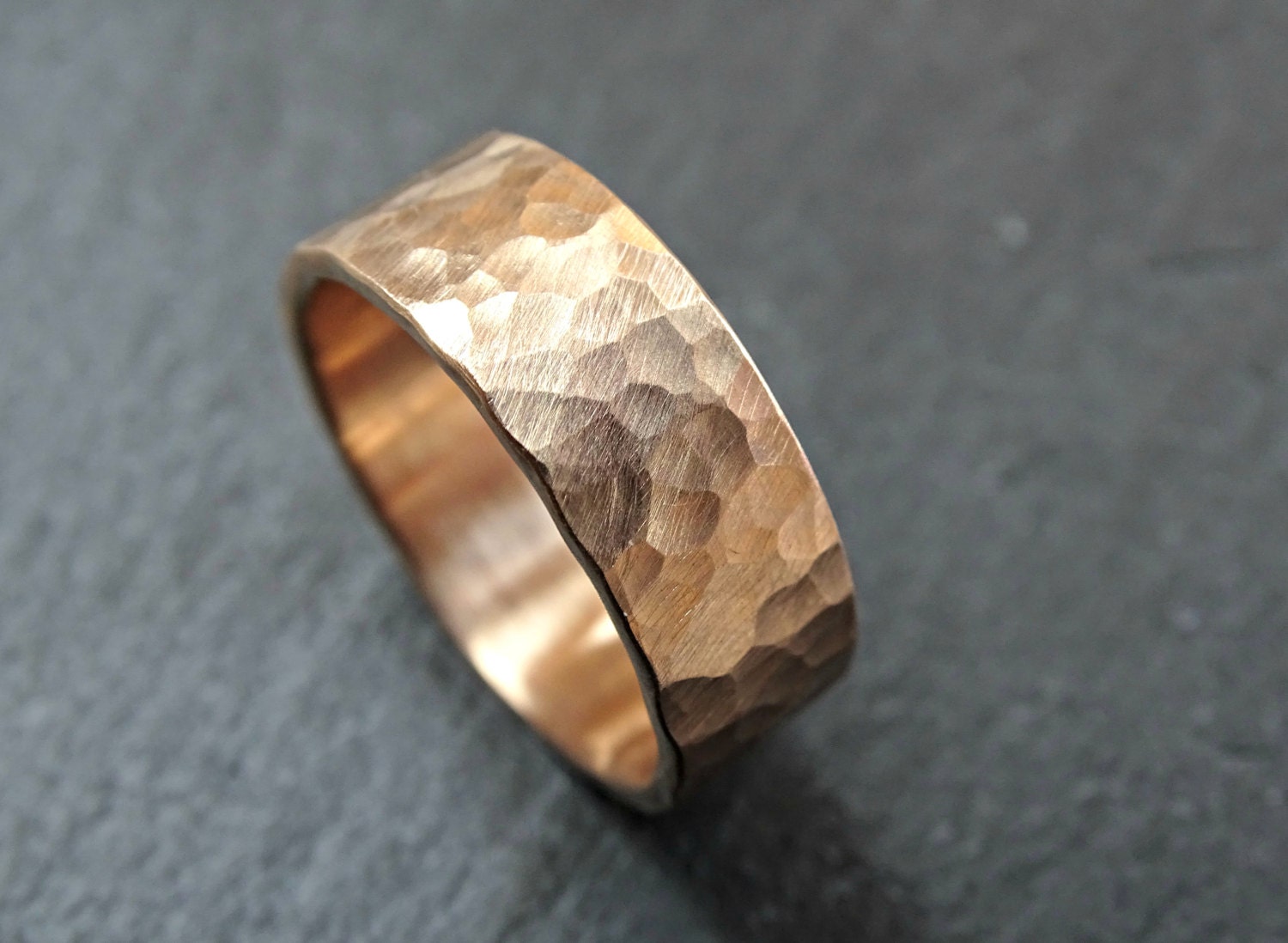 Mens Bronze Ring Cool Mens Ring Band Hammered Ring Bronze - Etsy