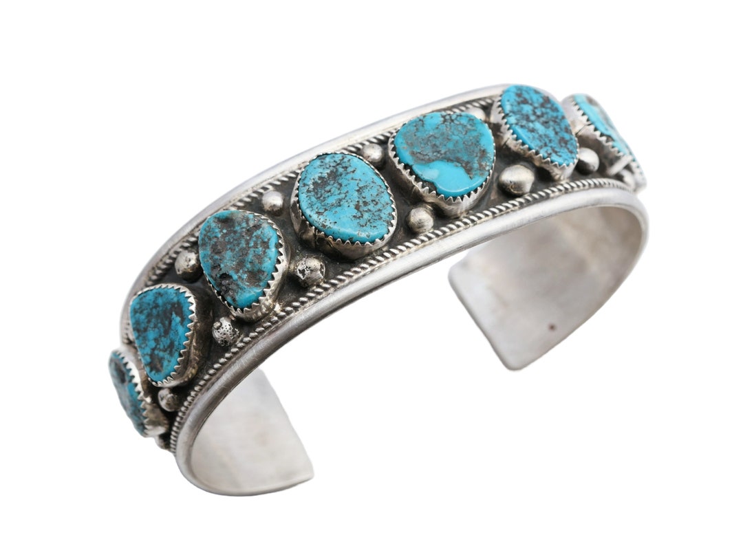 Large Mens Turquoise Cuff Silver 8 1/2 Inch, Navajo Cuff Bracelet ...