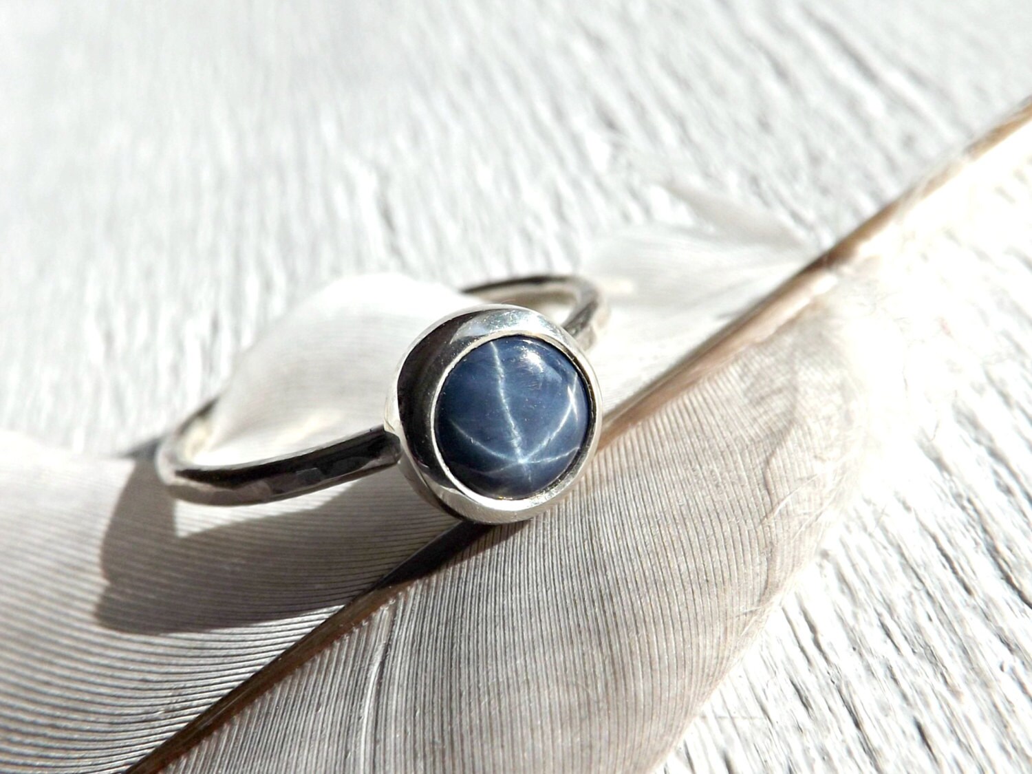 Blue Star Sapphire Ring Unique Engagement Ring Sapphire | Etsy