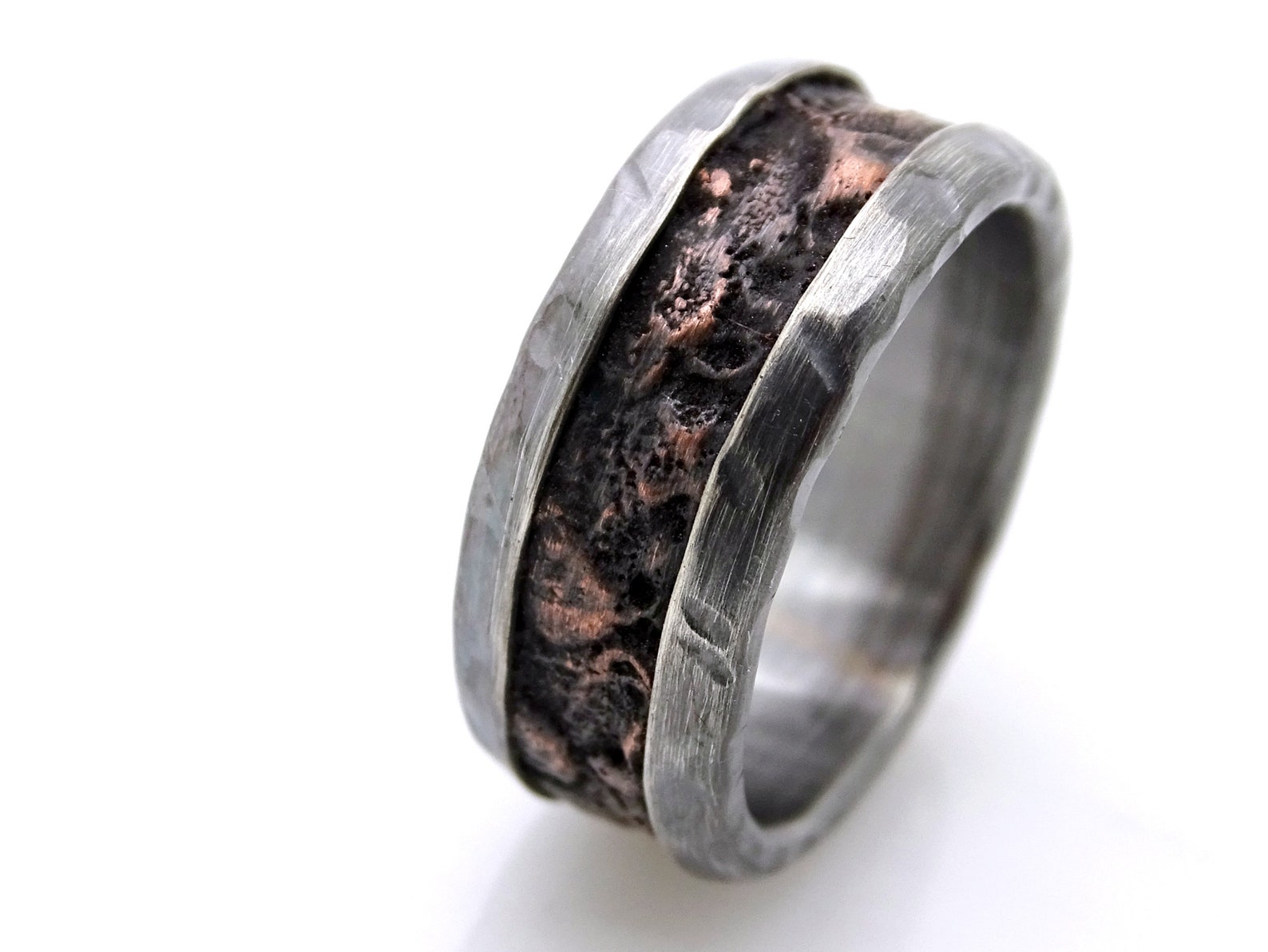 Cool Mens Ring Copper Silver Mens Wedding Band Copper Silver | Etsy