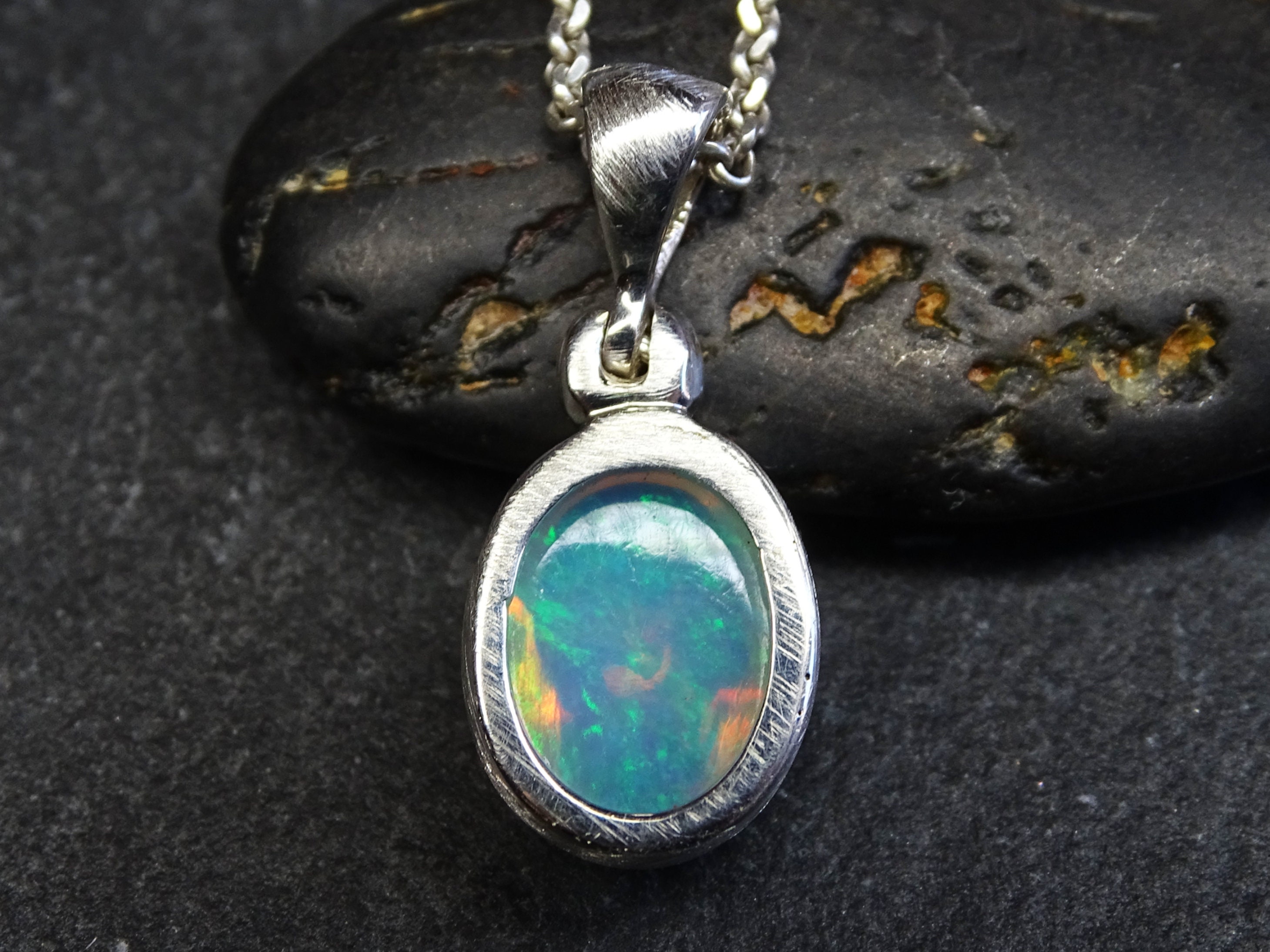 Welo opal necklace silver real opal pendant silver white | Etsy