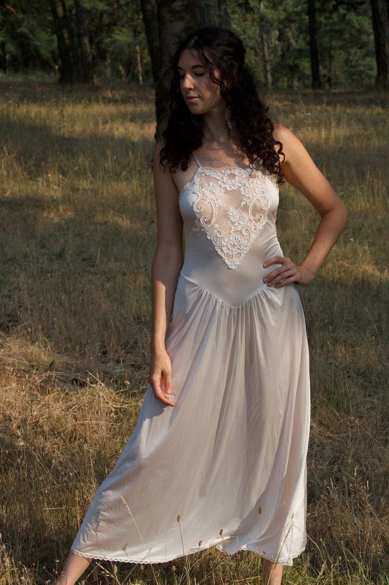 Sexy White Vintage Semi Sheer Lace Bodice Princess Negligee Etsy