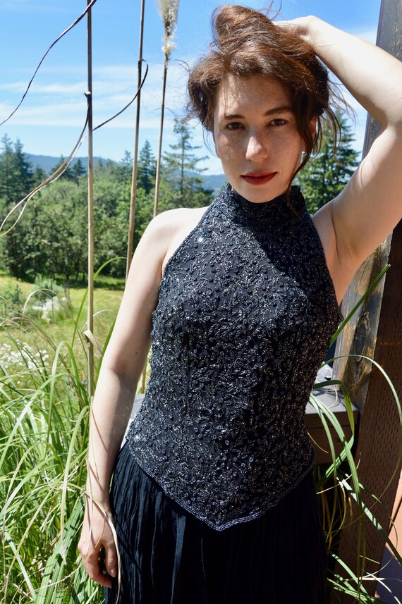 STUNNING Vintage 90's Y2K Metallic Embroidered Beaded… - Gem