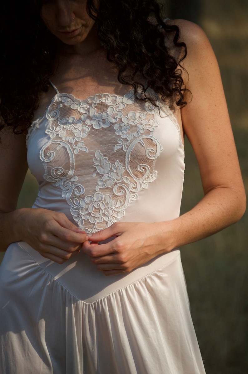 Sexy White Vintage Semi Sheer Lace Bodice Princess Negligee Etsy