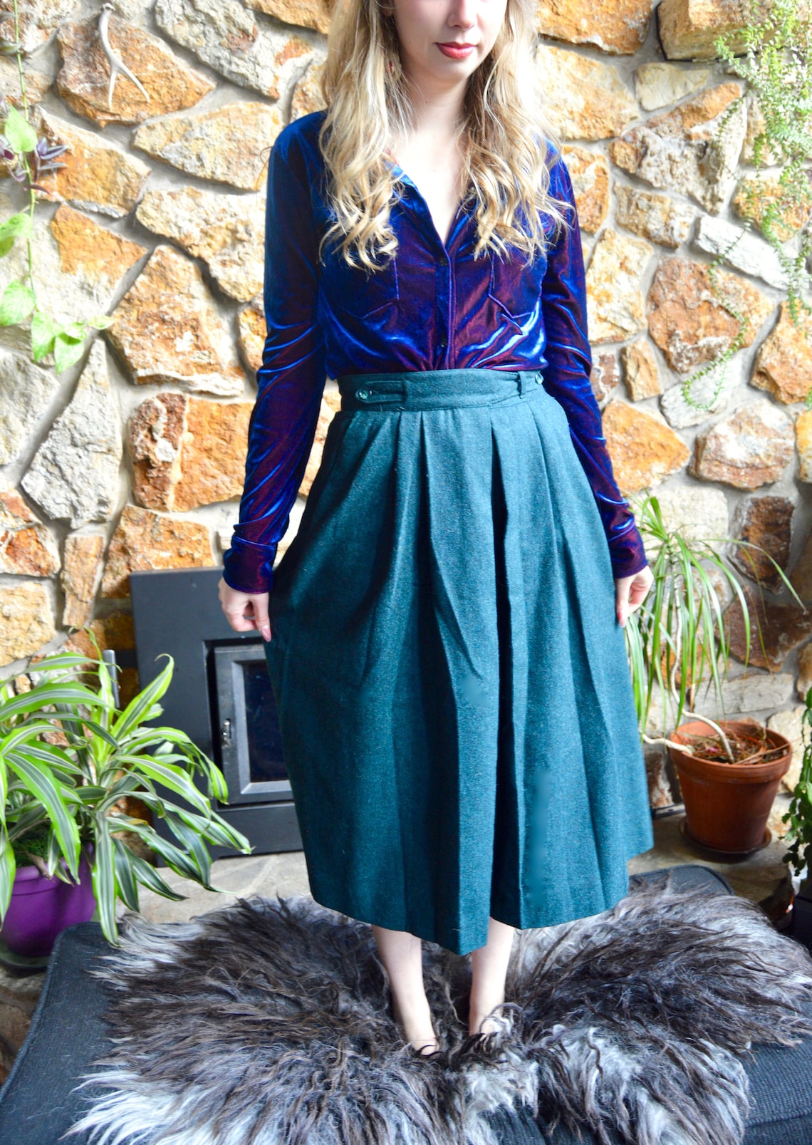 Preppy Vintage Dark Forest Green High Quality Wool High | Etsy