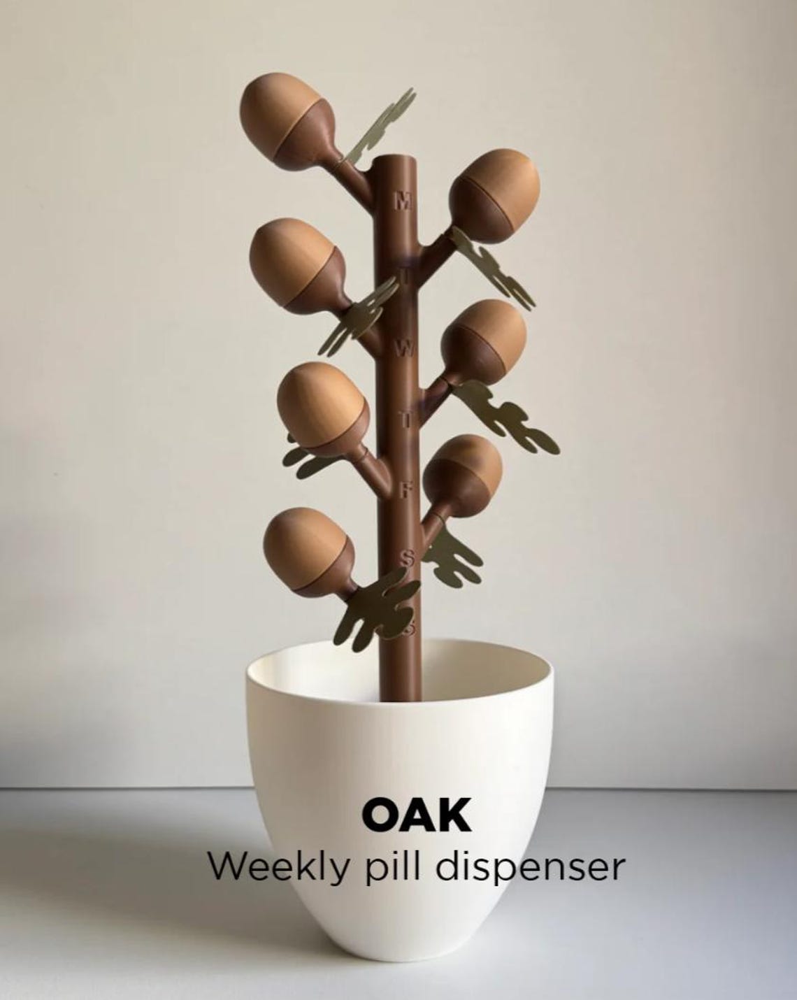Oak Acorn Flower Pill Organizer | 3D Printed Weekly Medication Box ...