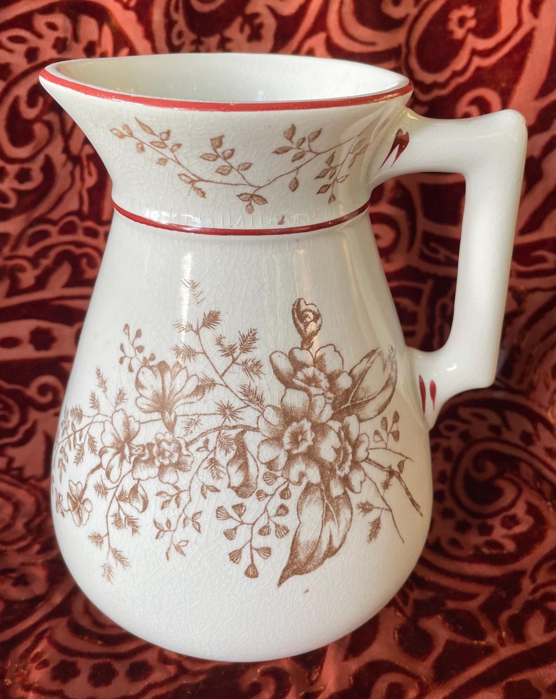 Vintage Royal Ironstone China Warranted Brown Transferware Pitcher ...