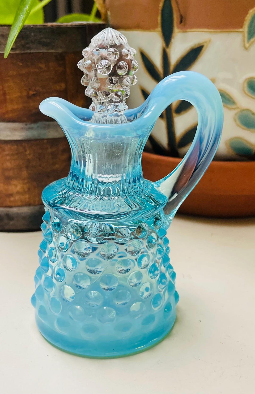 Vintage Fenton Blue Hobnail Opalescent Mini Cruet With Stopper - Etsy