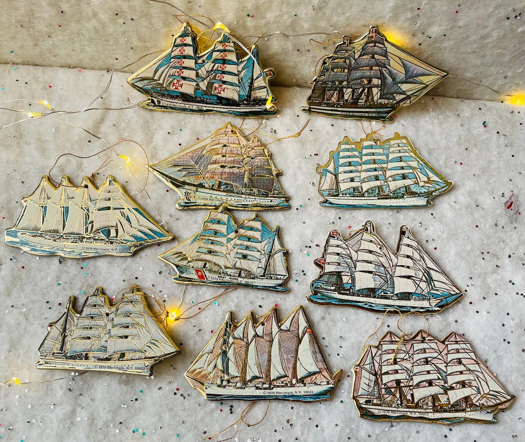 Set of 10 Merrimack Die Cut Paper Ornaments, 1979, Tall Ships - Etsy