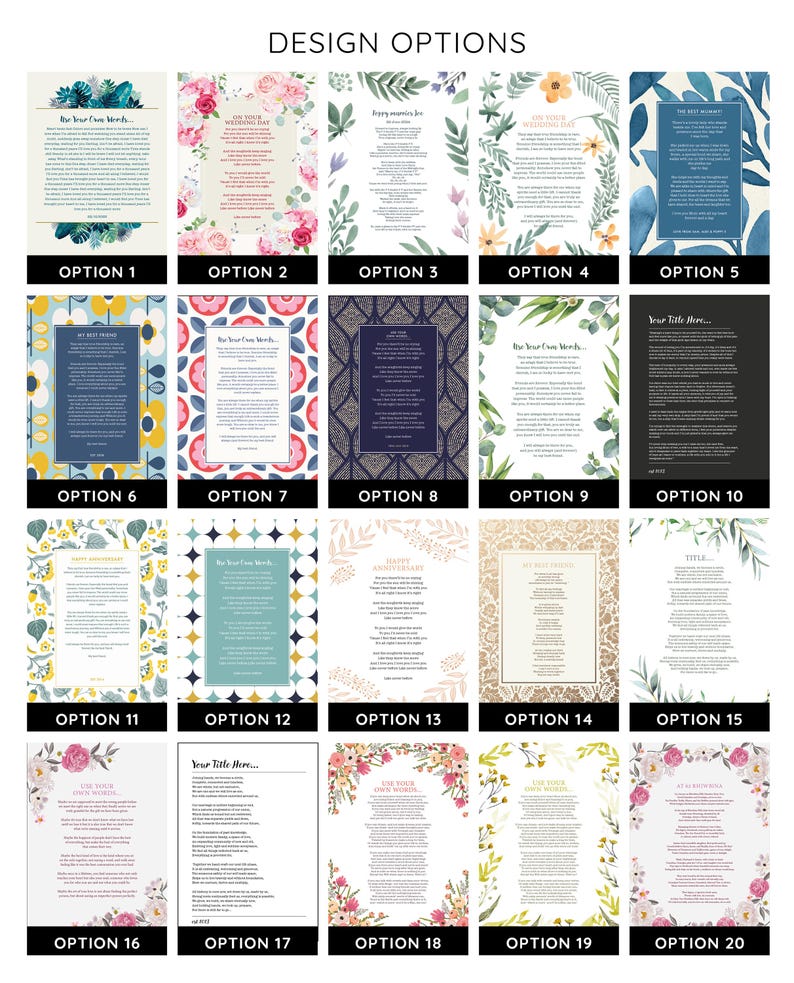 Use Your Own Poem Personalised Print Framing Art Custom Made Gift ...