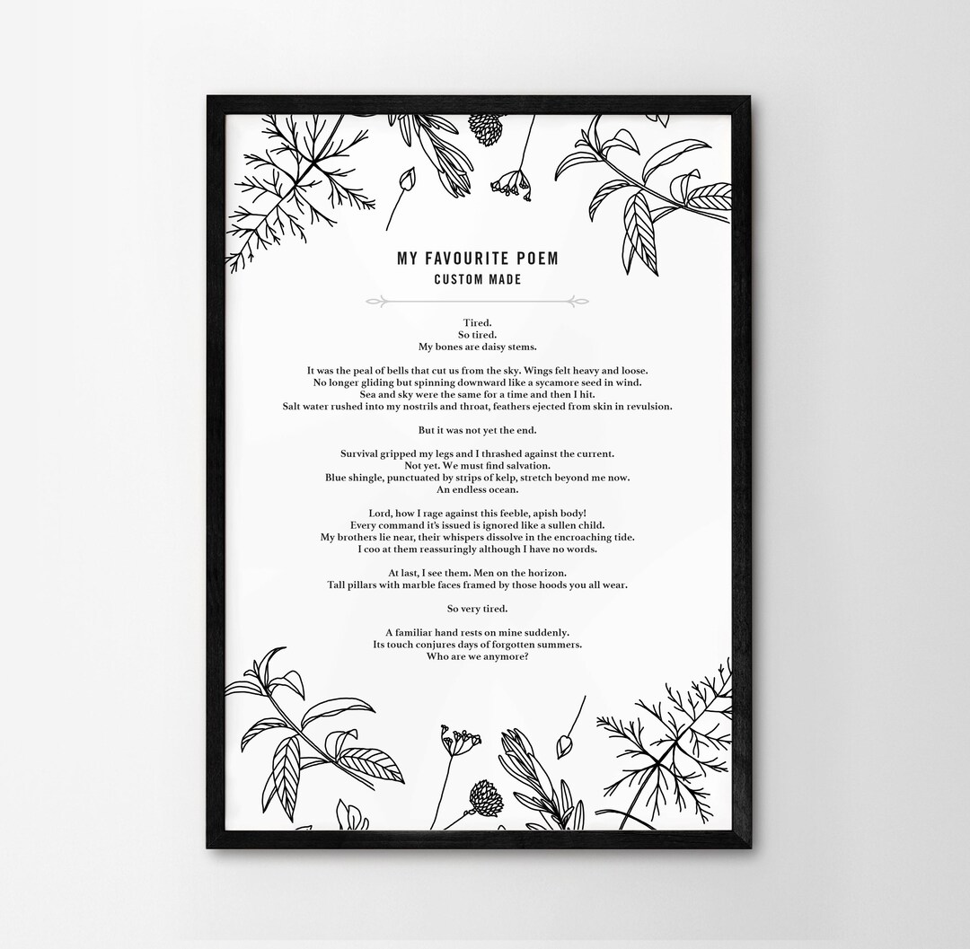 Custom Made Poem Print Use Your Own Words Personalised Anniversary Gift ...