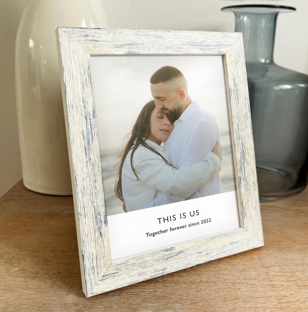 Personalised Printed and Framed Photo Handmade Bluewash Picture Frame ...