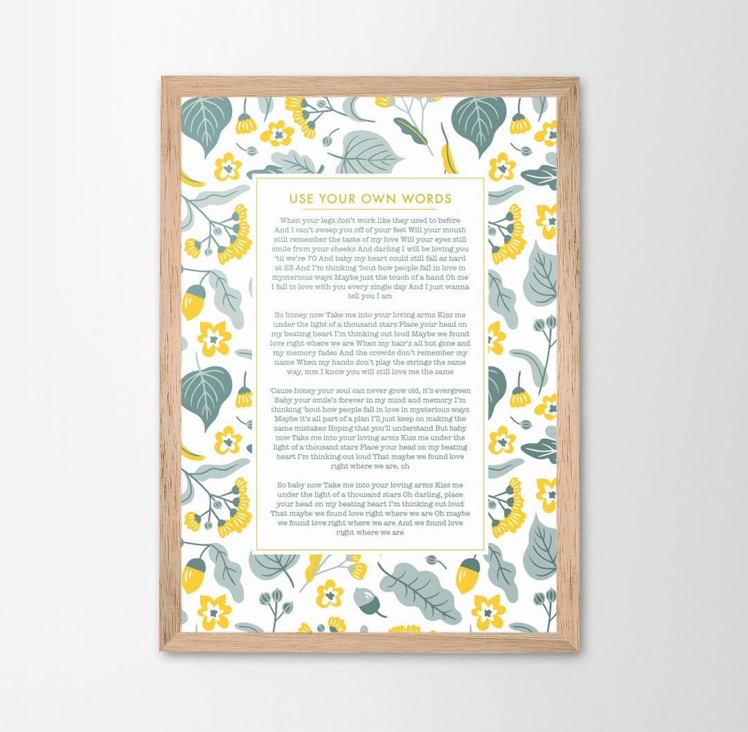 Custom Made Poem Print Use Your Own Words Personalised Anniversary Gift ...