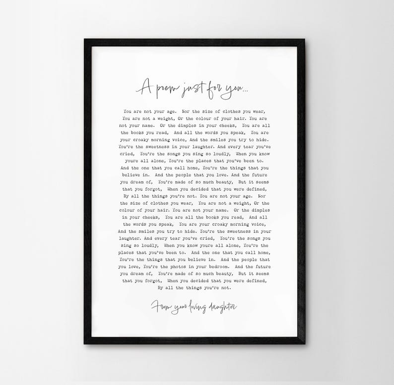Custom Made Poem Print Use Your Own Words Personalised Anniversary Gift ...