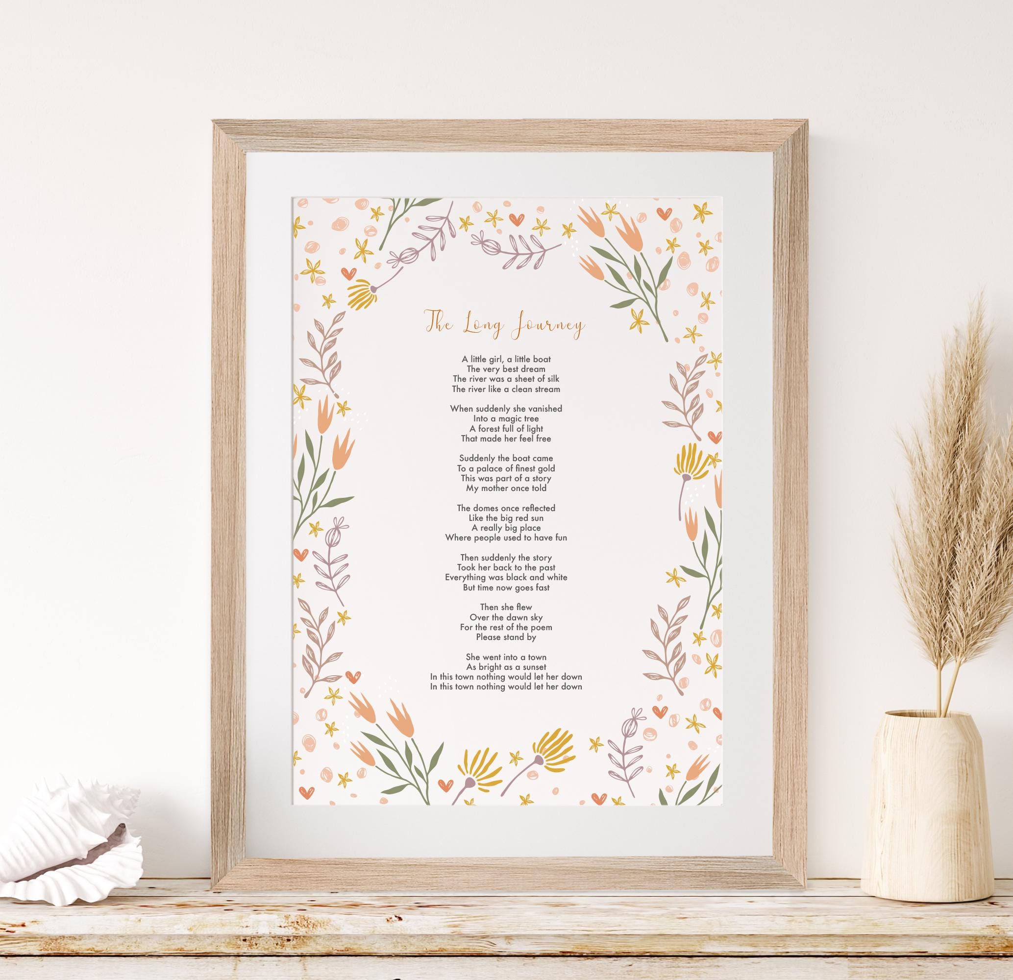 Floral Illustration Personalised Poem Print. Use Your Own Words ...