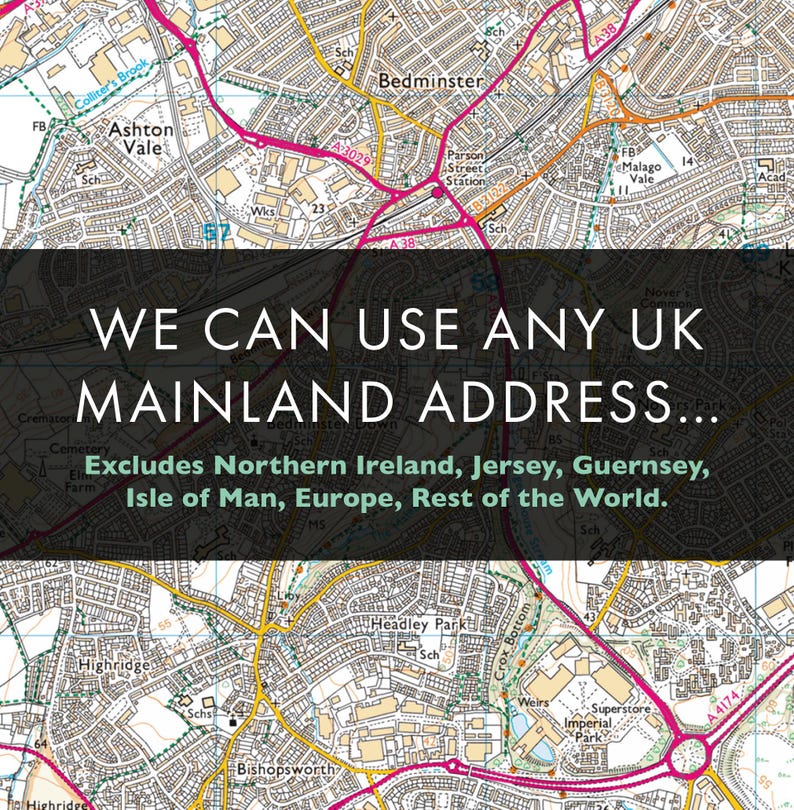 Personalised Custom Made UK Map Print OS Maps Homeowner House Warming ...