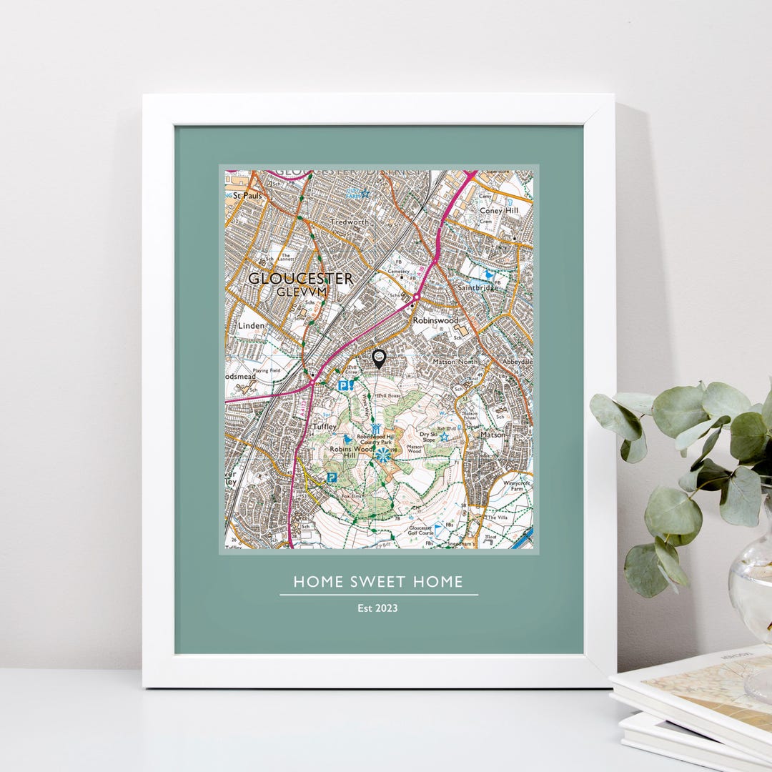 Personalised Custom Made UK Map Print OS Maps Homeowner House Warming ...