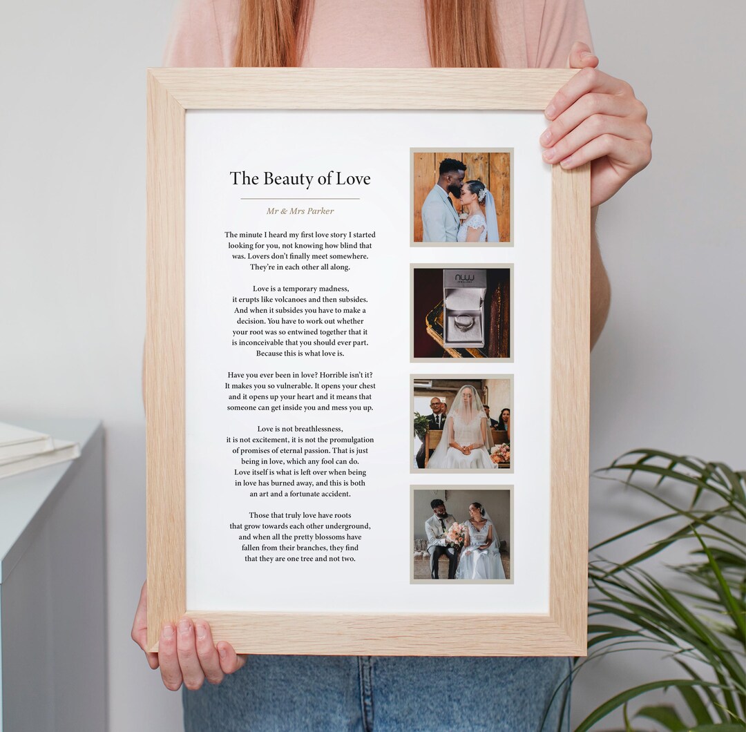 Personalised Photo Poem Art Print Framing Use Your Own Words Gift ...