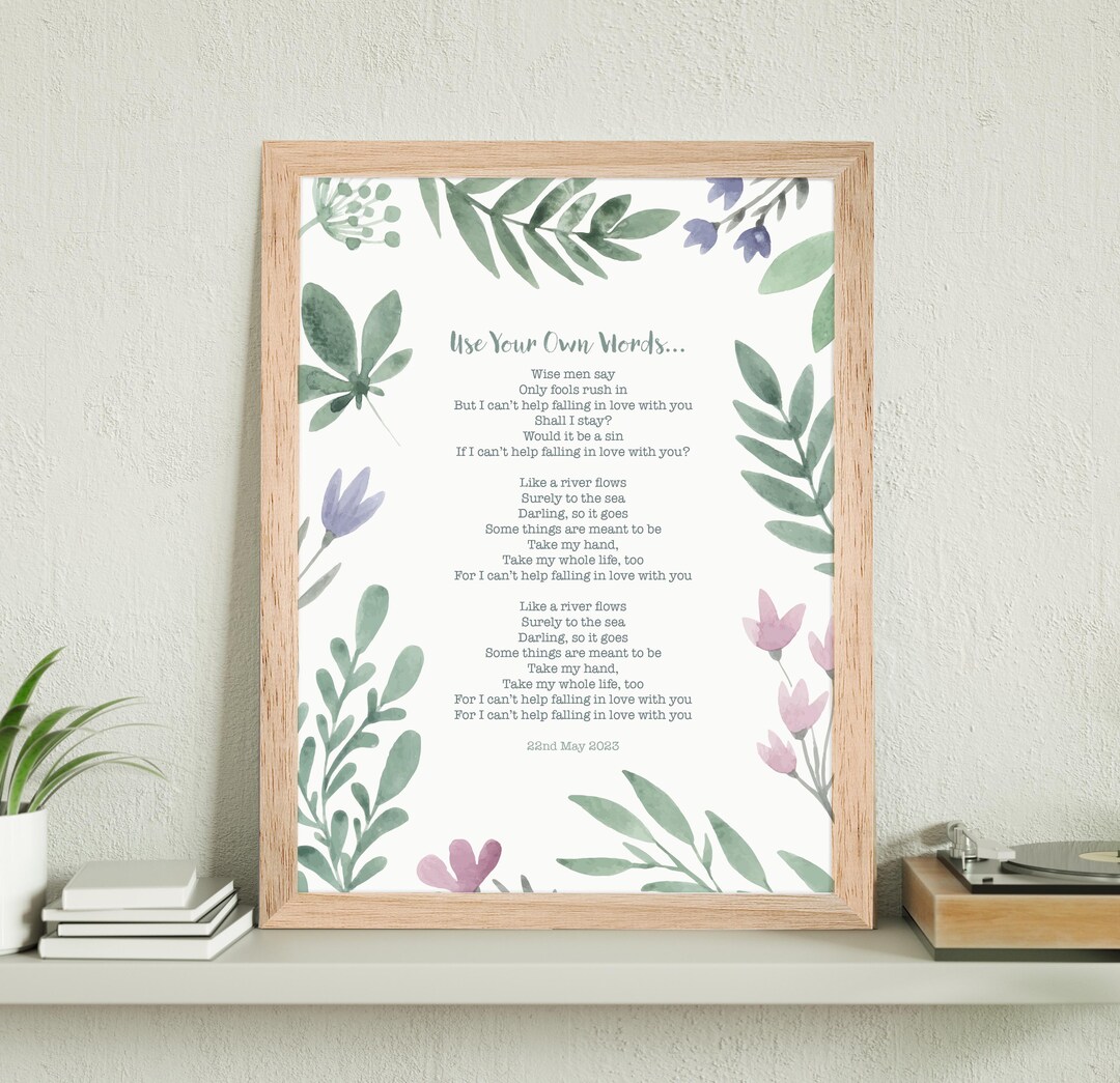Use Your Own Poem Personalised Print Framing Art Custom Made Gift ...