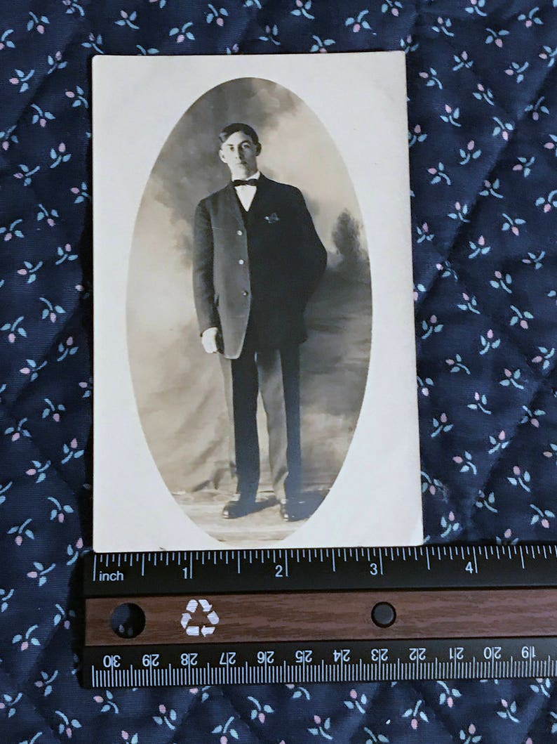 Antique 1900s Portrait RPPC, Handsome Young Gentleman With Bow Tie ...