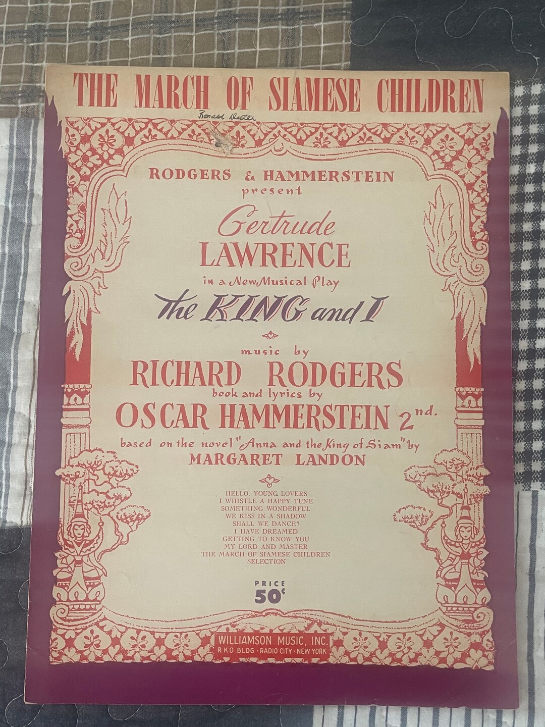 1951, Vintage, Musical, Sheet Music, the March of Siameze Children, the ...