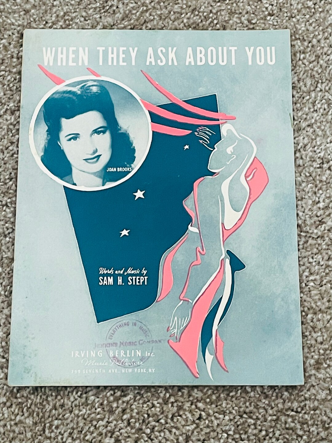 1943 Vintage Sheet Music, When They Ask About You, Sam H Stept, Irving ...