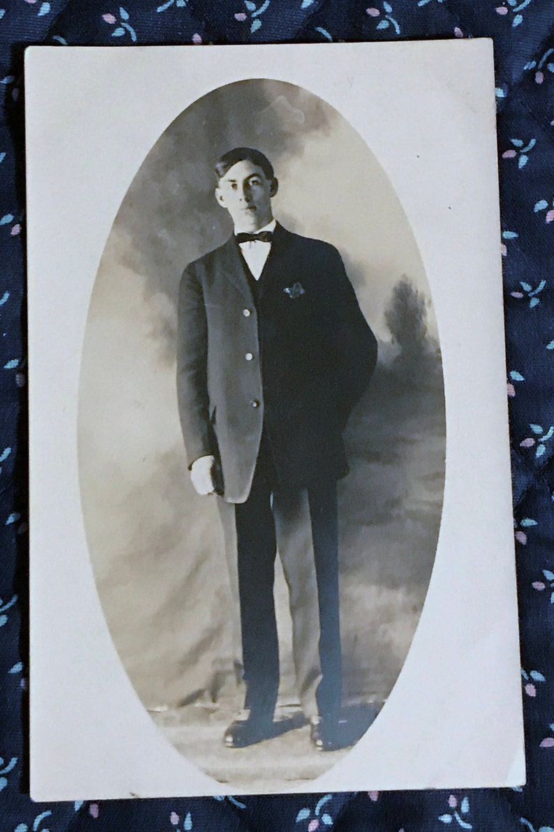 Antique 1900s Portrait RPPC, Handsome Young Gentleman With Bow Tie ...