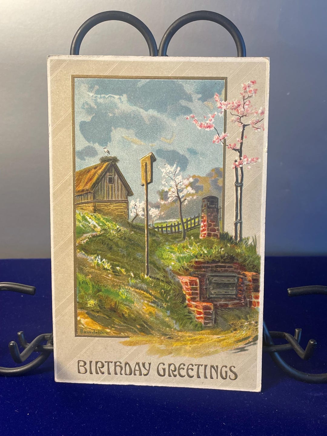 BD54G, Antique Lightly Embossed, Birthday Postcard, Birthday Greetings ...