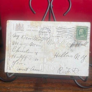 CH42G, Rare, Antique, Raphael Tuck, Christmas, Postcard, Christmas Greetings, Santa Claus, Red ...