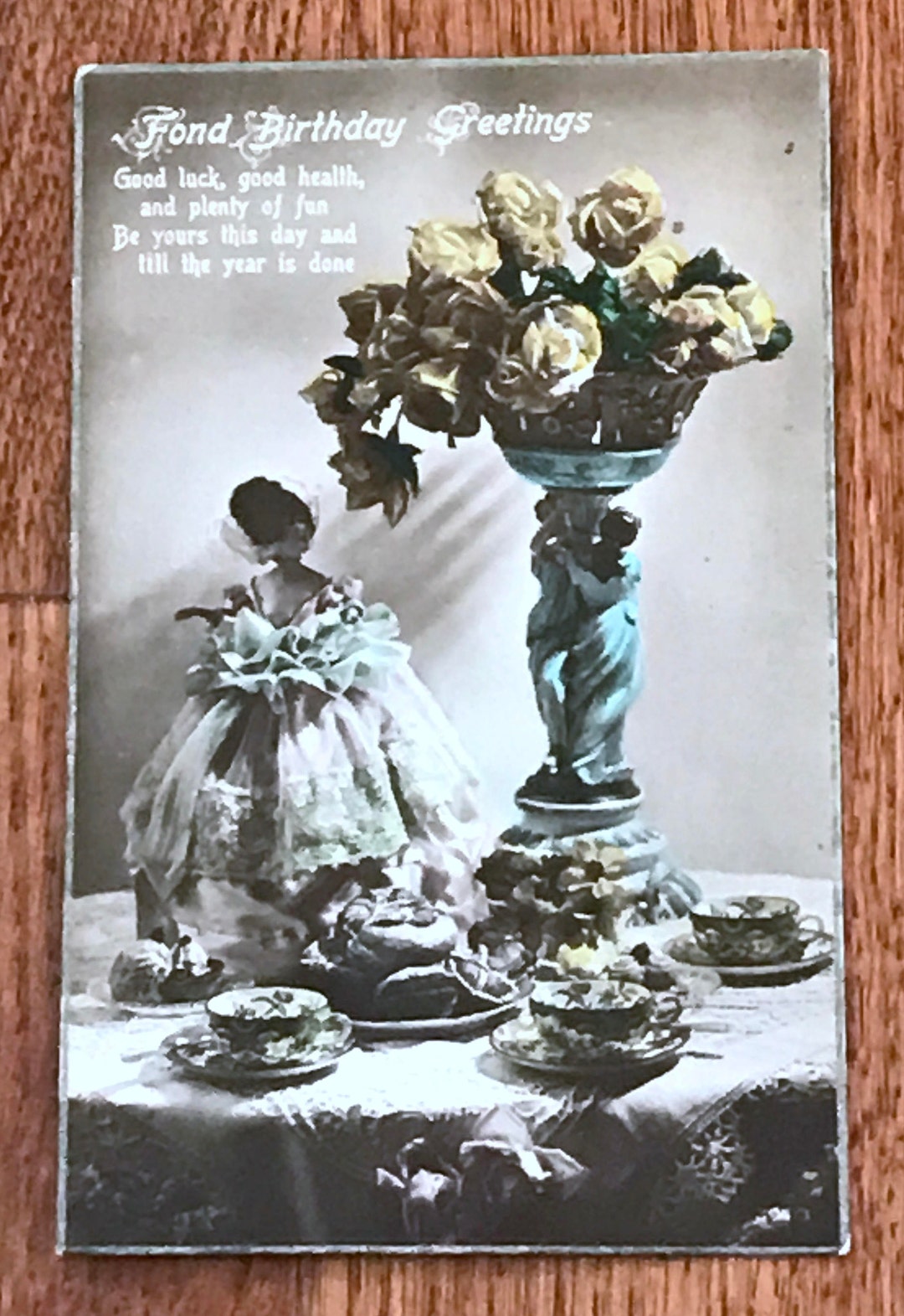 Antique 1900s Birthday Greetings Postcard, Beautiful Table Setting ...