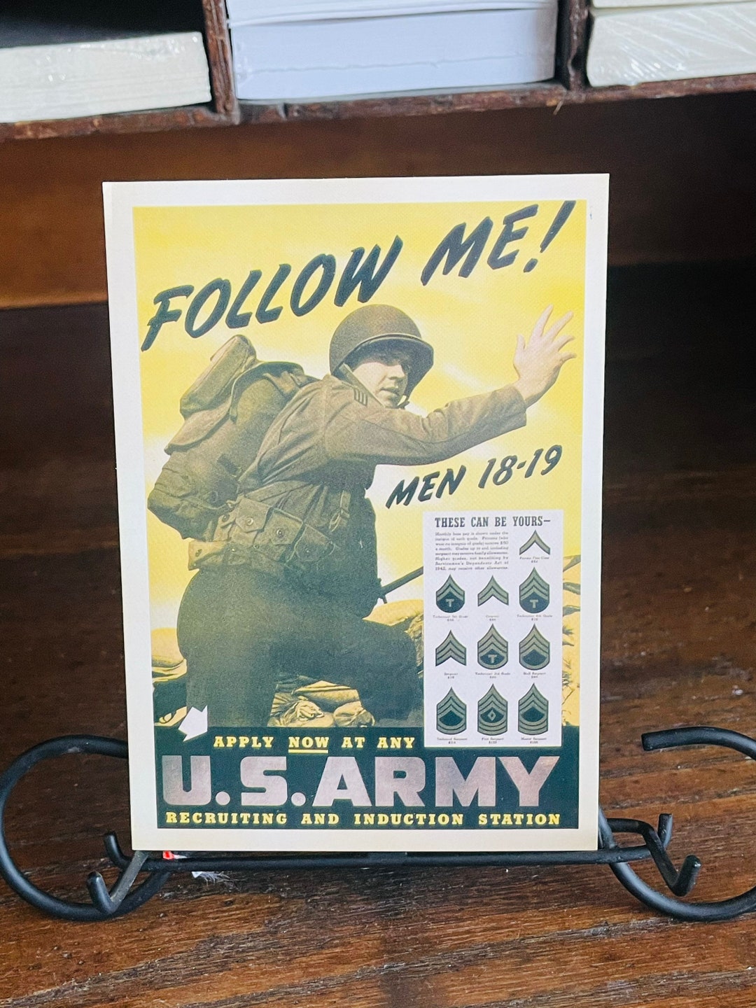 PP15, WW2 Poster Postcard, FOLLOW ME, MEN 18 18, Oversized Postcard ...