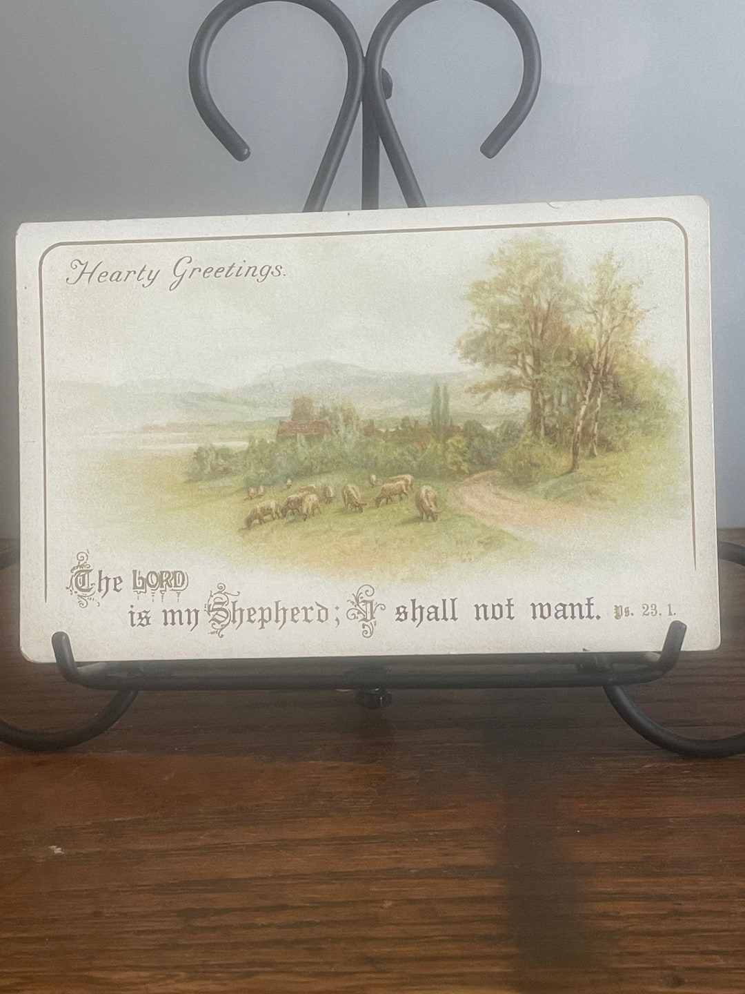 GT25G, Vintage, Greetings Postcard, Hearty Greetings, Religious Motto ...