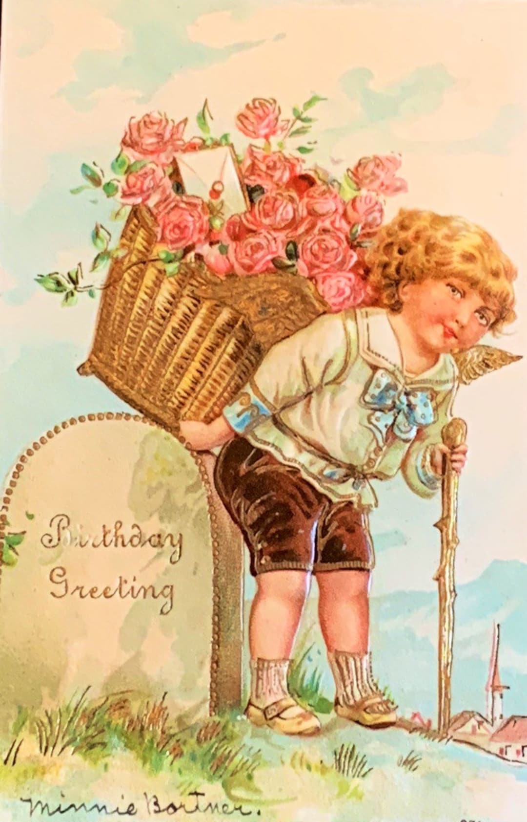 Antique 1900s Embossed Birthday Postcard, Birthday Greetings, Little ...