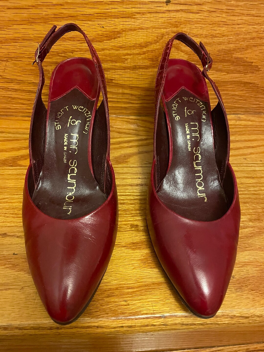 Mr Seymour (stuart Weitzman) Wine Sling Back Pump Size 8 - Etsy