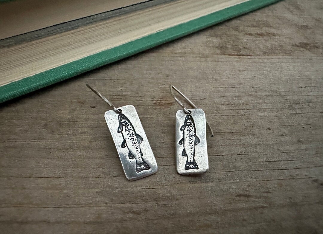 Rainbow Trout, Oncorhynchus Mykiss, Recycled Silver, Trout Earrings, Made for Adventure, Fly Gal ...