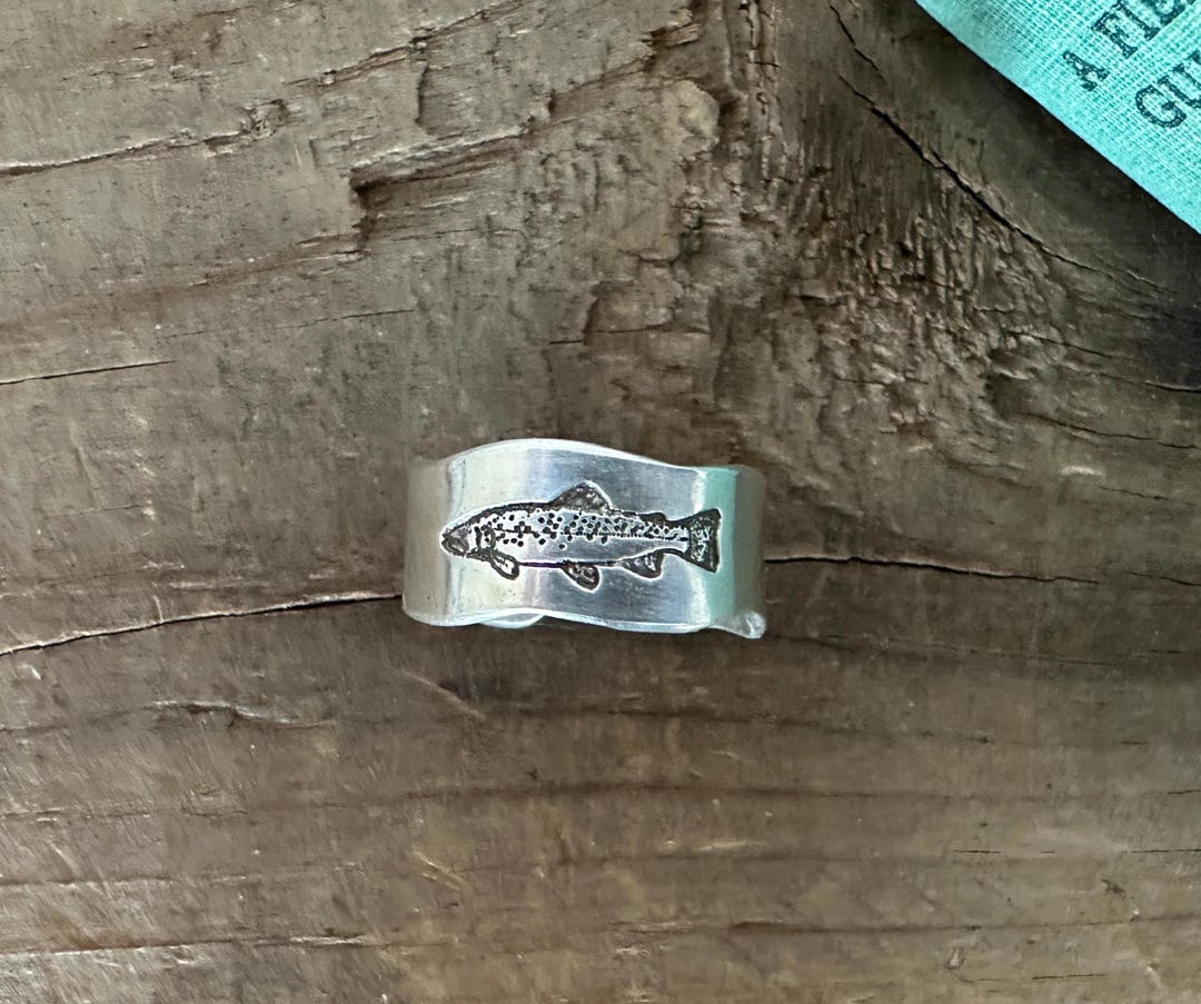 Rainbow Trout Ring, Size 8 1/2, Oncorhynchus Mykiss, Recycled Silver ...