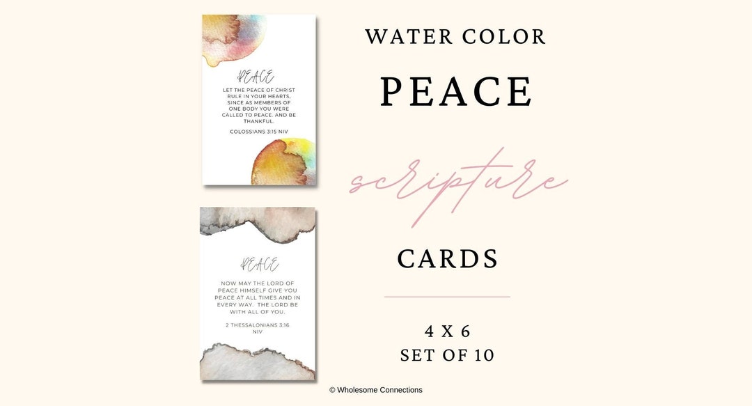 Printable Bible Verse Cards on PEACE - Set Set of 10 - Size 4X6 ...