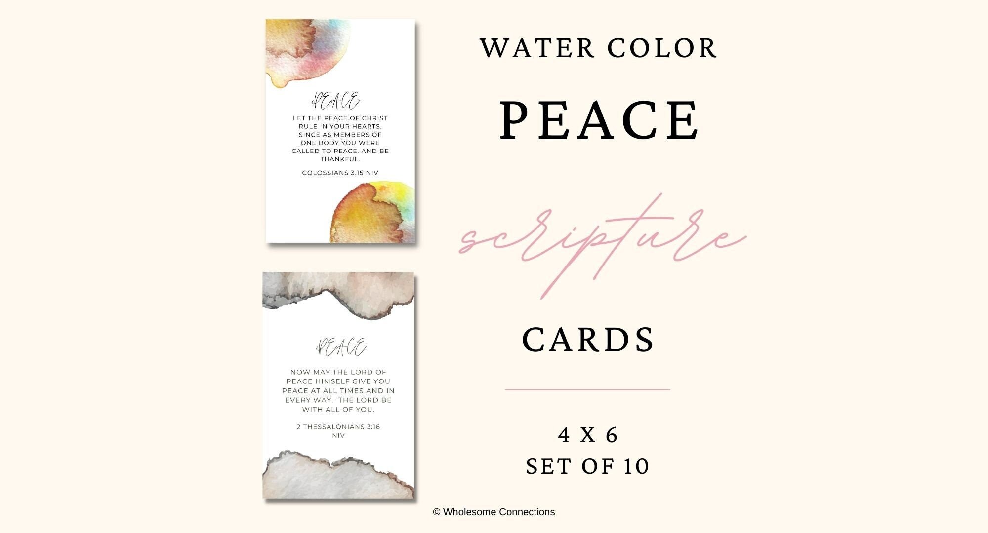 Printable Bible Verse Cards on PEACE - Set Set of 10 - Size 4X6 ...