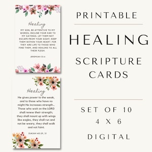 Printable Bible Verse Cards on HEALING - Set Set of 10 - Size 4X6 ...