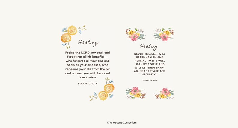 Printable Bible Verse Cards on HEALING - Set Set of 10 - Size 4X6 ...
