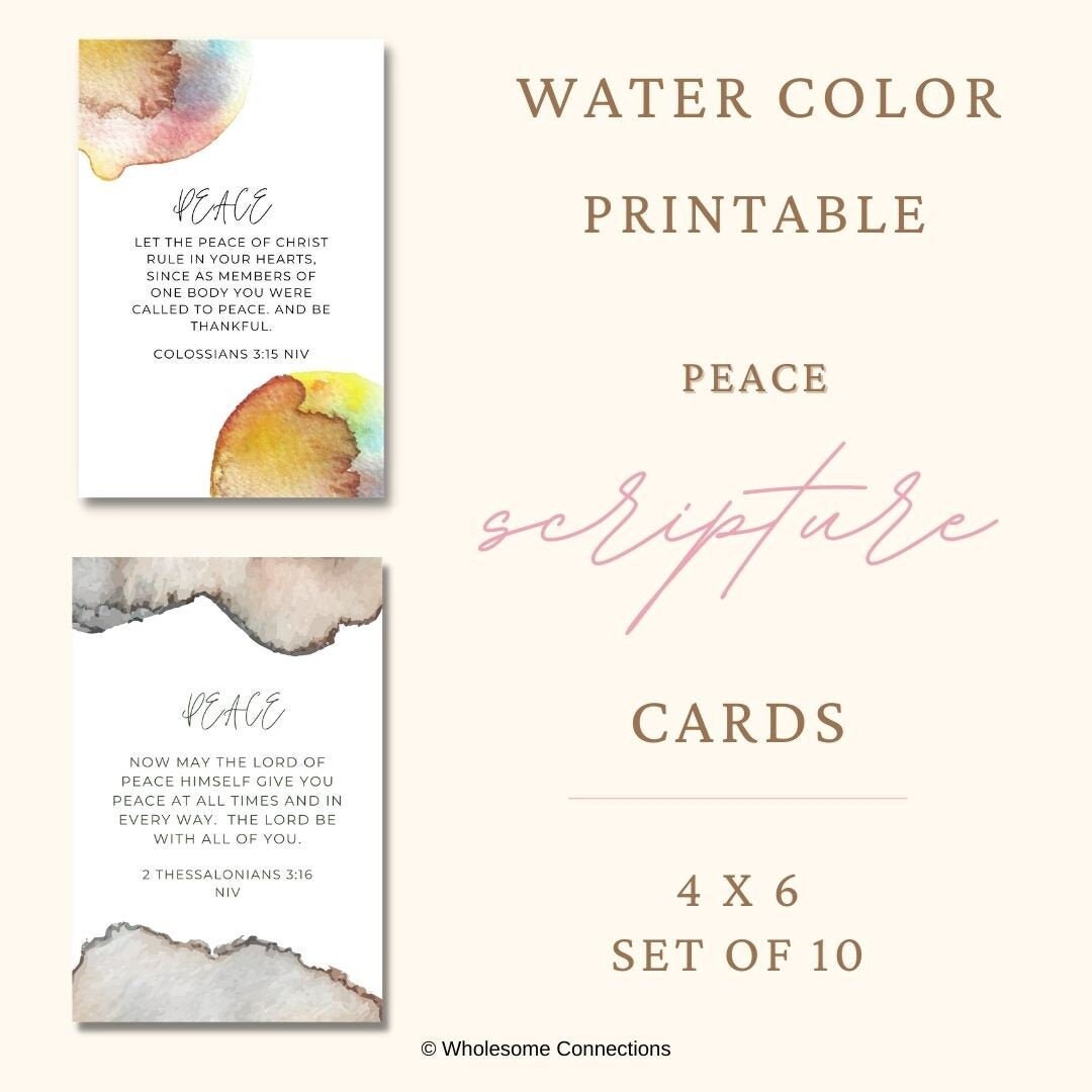 Printable Bible Verse Cards on PEACE - Set Set of 10 - Size 4X6 ...