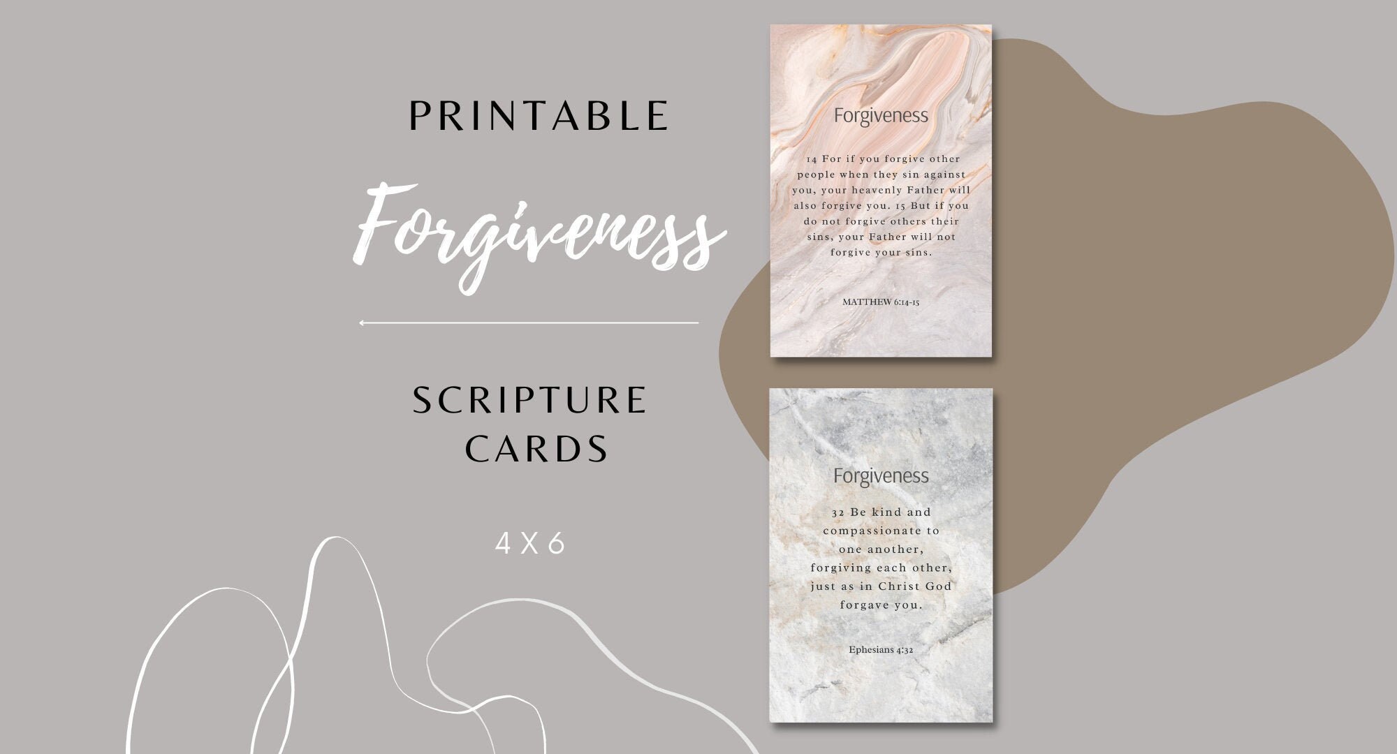 Printable Bible Verse Cards on FORGIVENESS - Set Set of 10 - Size 4X6 ...