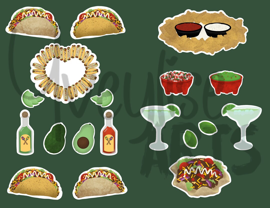Tacos - (2 Sheets, 19 Stickers) - Printable! - Etsy