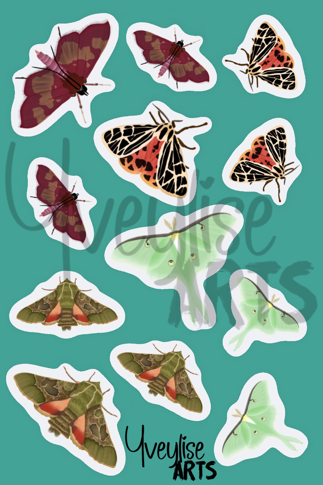 Moth Stickers (sheet of 12) - Printable! - Etsy