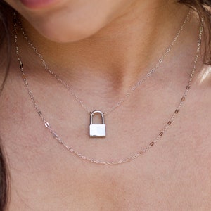 Dainty Silver Lock Necklace, Tiny Lock Necklace, Silver or Gold ...