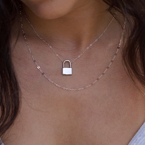 Dainty Silver Lock Necklace, Tiny Lock Necklace, Silver or Gold ...