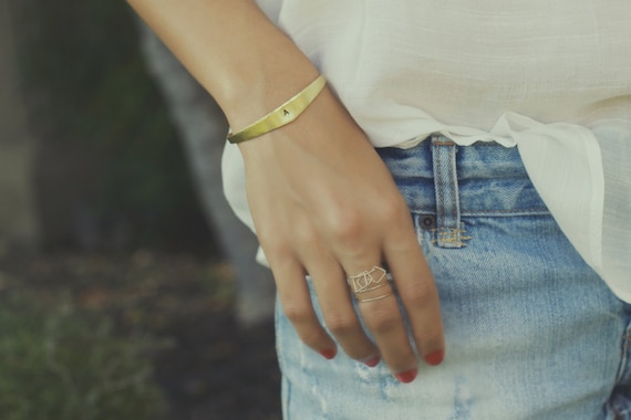 Initial Cuff Bracelet Custom Bracelet Stamped Bracelet | Etsy