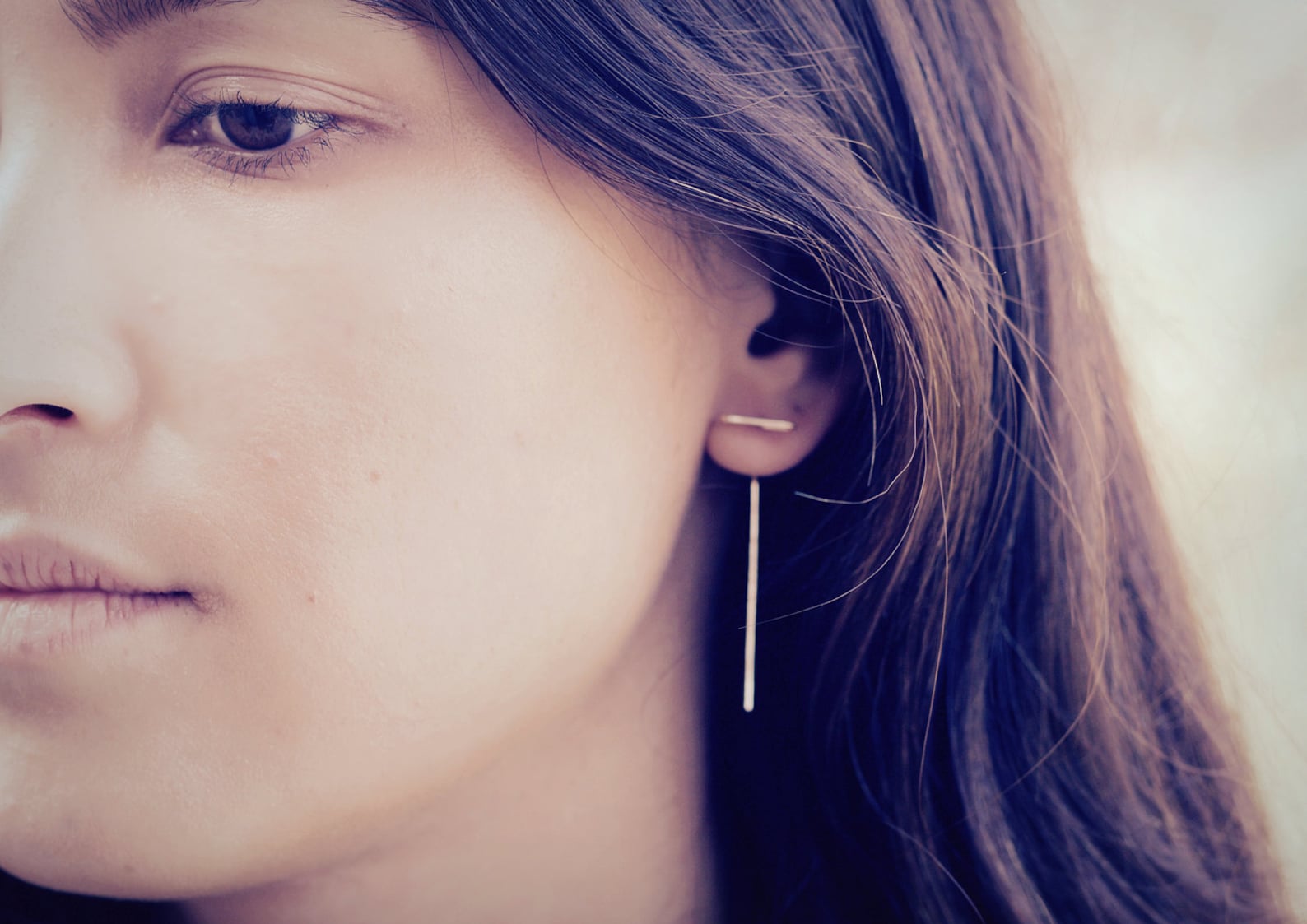 Double Sided Earring, Front Back Earrings, Staple Earring, Minimalist ...